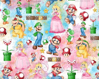 Mario Video Game Pattern, Super Bros Seamless Pattern, Bros Cartoon ...