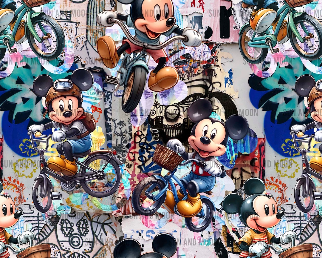 Mickey Seamless File, Bicycles Seamless Pattern, Cute Seamless Pattern ...