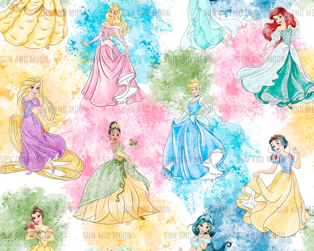 Princesss Seamless Pattern, Princess Digital Paper, Cartoon Seamless ...