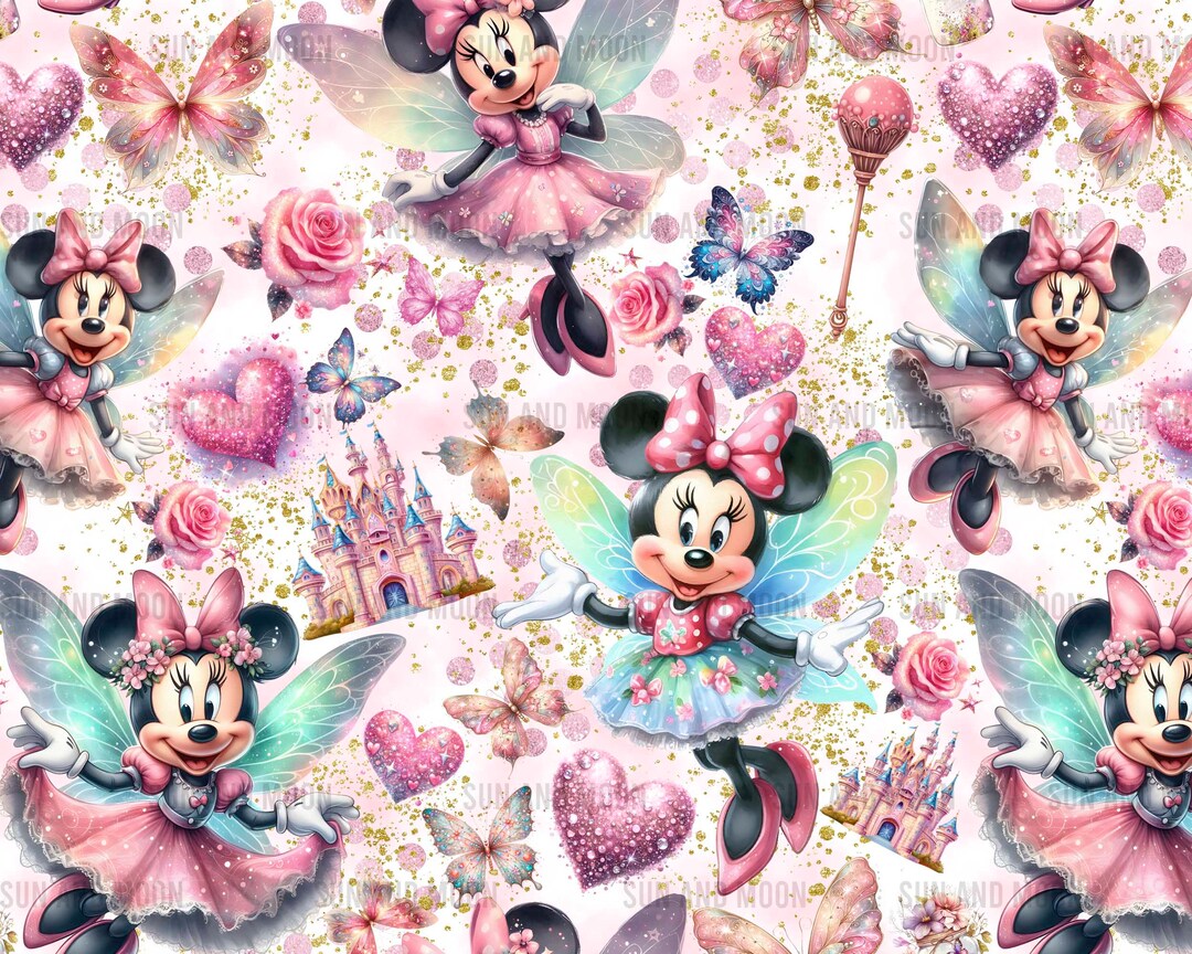 Fairy Minnie Seamless Pattern, Minnie Sublimation File, Cartoon ...