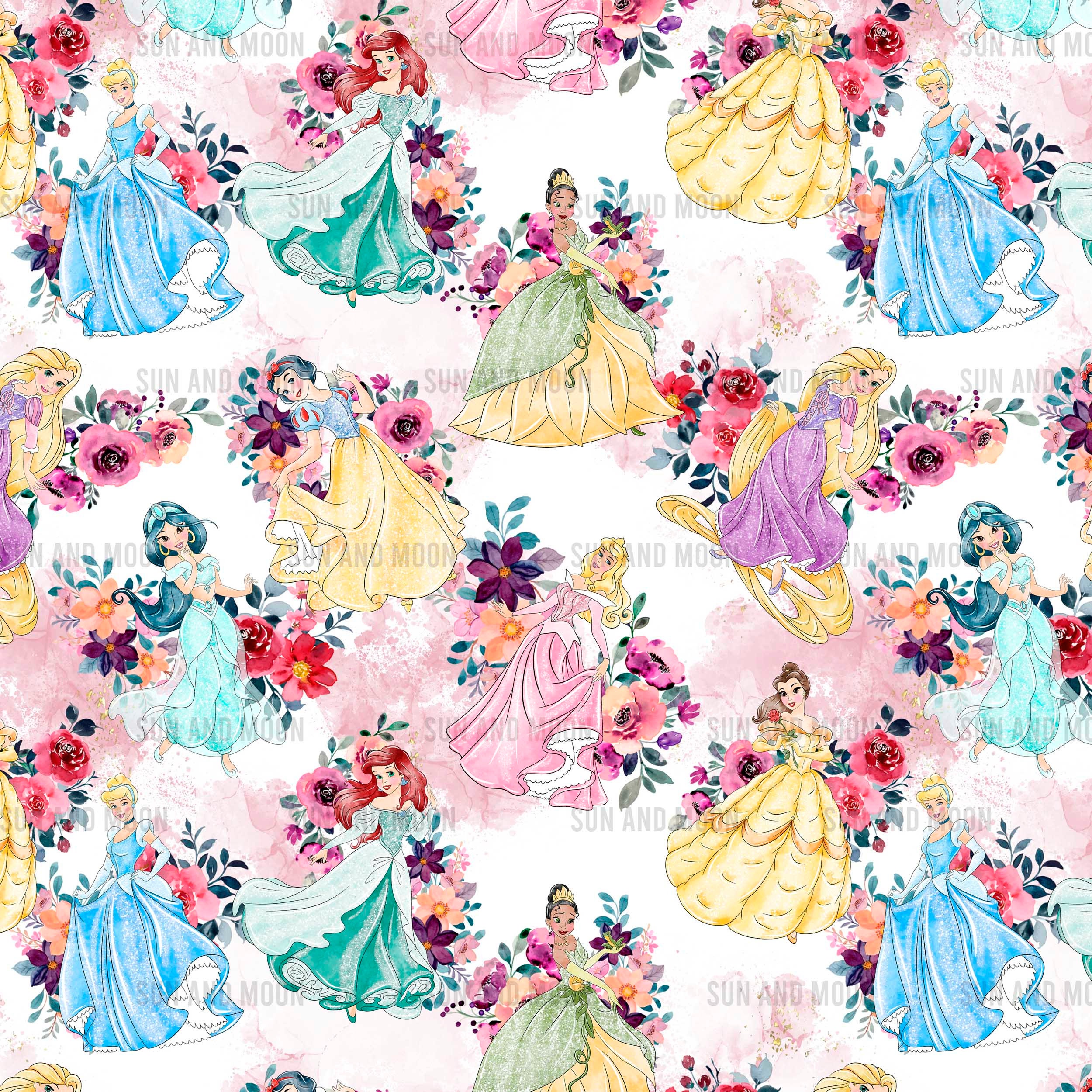 Princess Digital Paper, Cartoon Seamless, Princesss Seamless Pattern ...