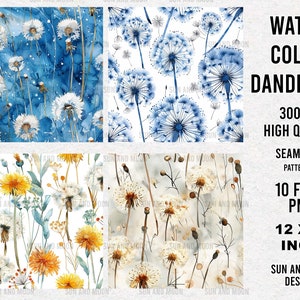 Watercolor Dandalion Seamless Paper Pack, Floral Seamless File ...