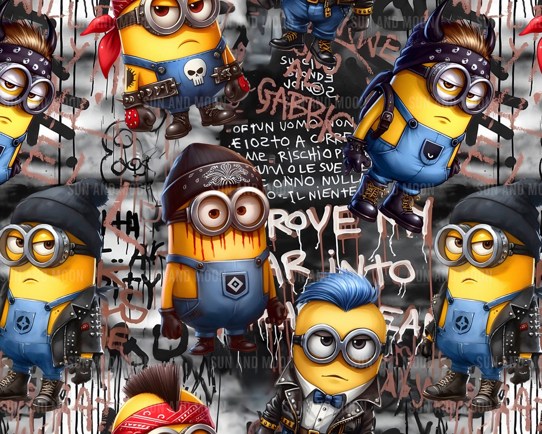 Badboy Minions Digital Paper, Minions Seamless Pattern, Cartoon ...
