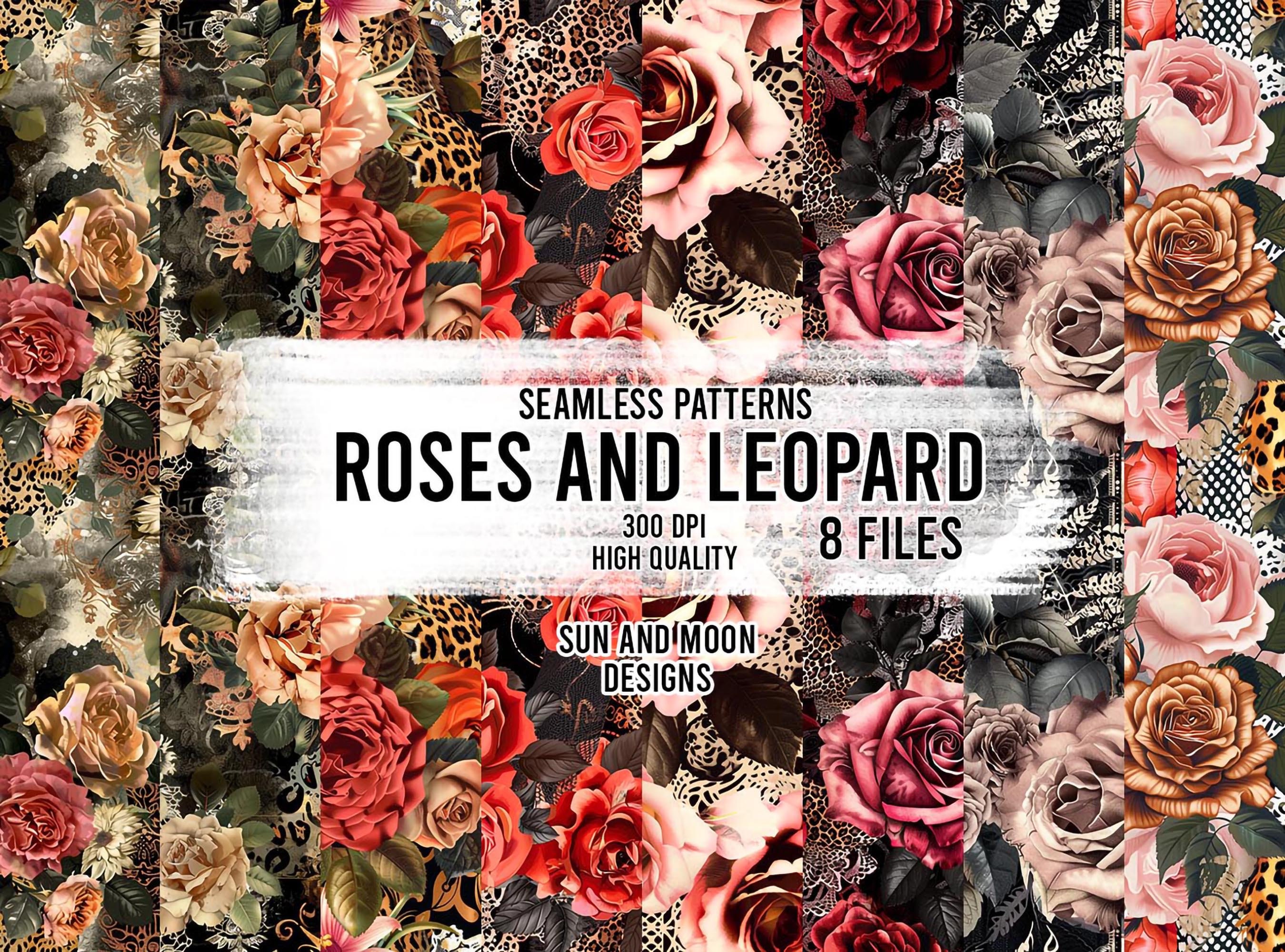 Floral Leopard Print, Roses, Lacquer Detail (digital Design) - Etsy