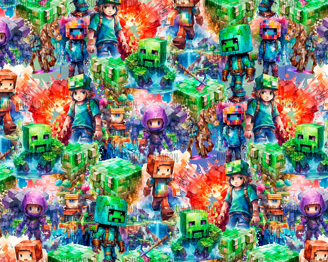 Minecraft Seamless File, Minecraft Digital Paper, Video Game Digital ...