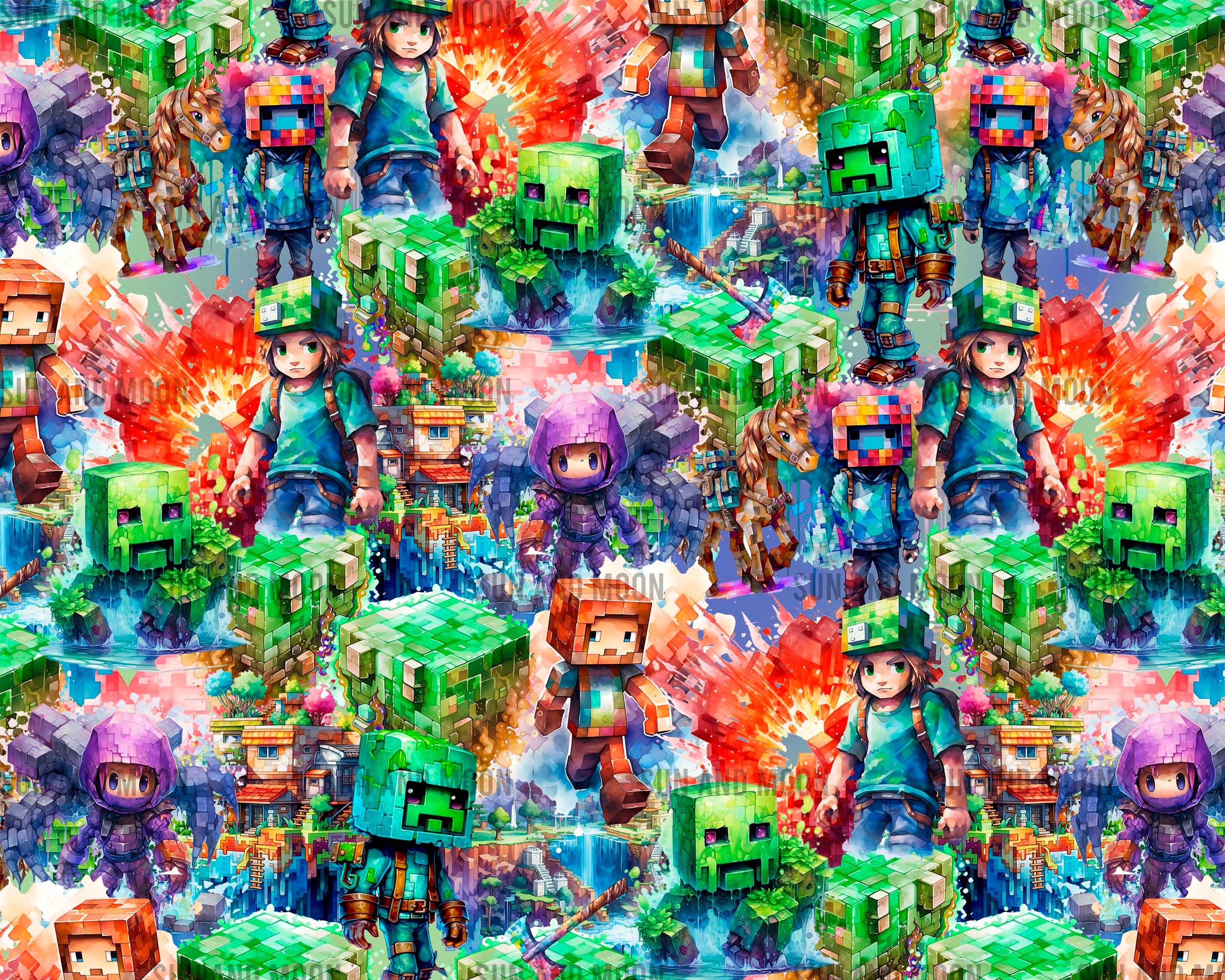 Minecraft Seamless File, Minecraft Digital Paper, Video Game Digital ...