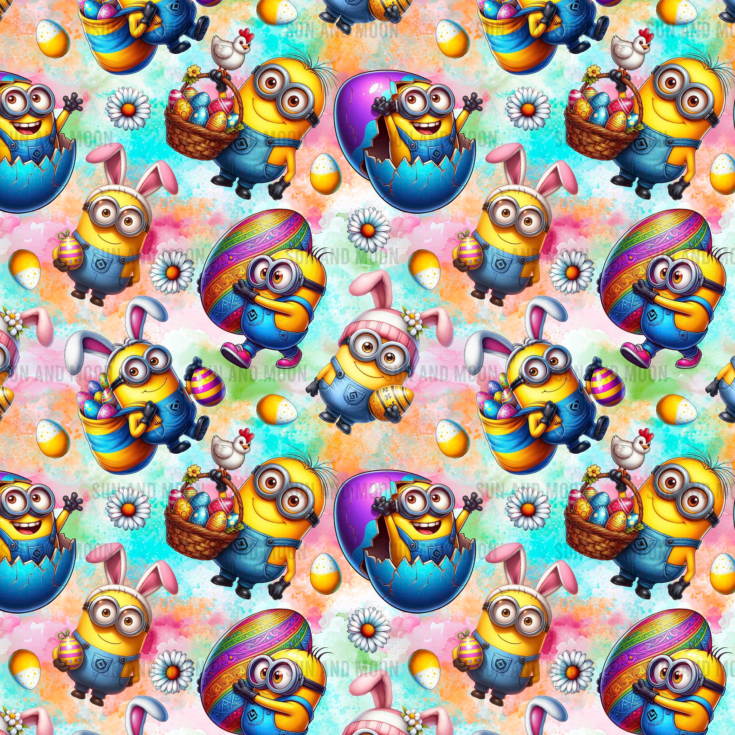 Easter Day Minions Seamless Pattern, Easter Day Digital Paper, Minions ...