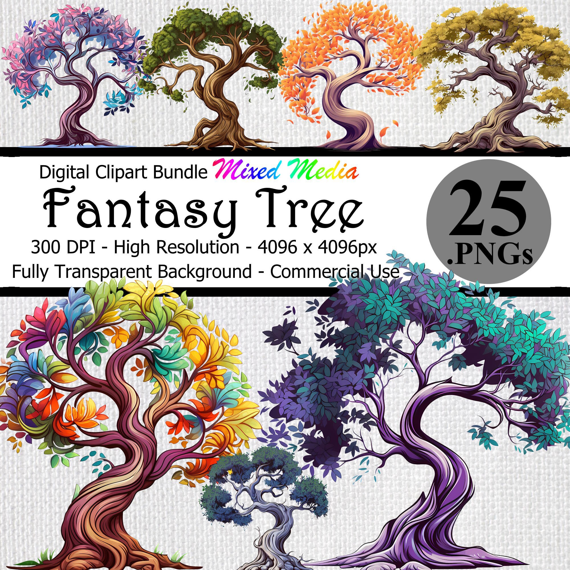 Fantasy Tree Digital Clipart Instant Download Bundle Transparent ...