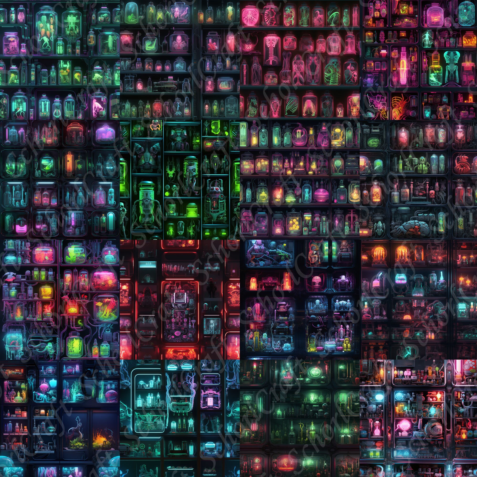 Cyberpunk Cabinet of Curiosity Pattern Bundle Digital Papers Printable ...
