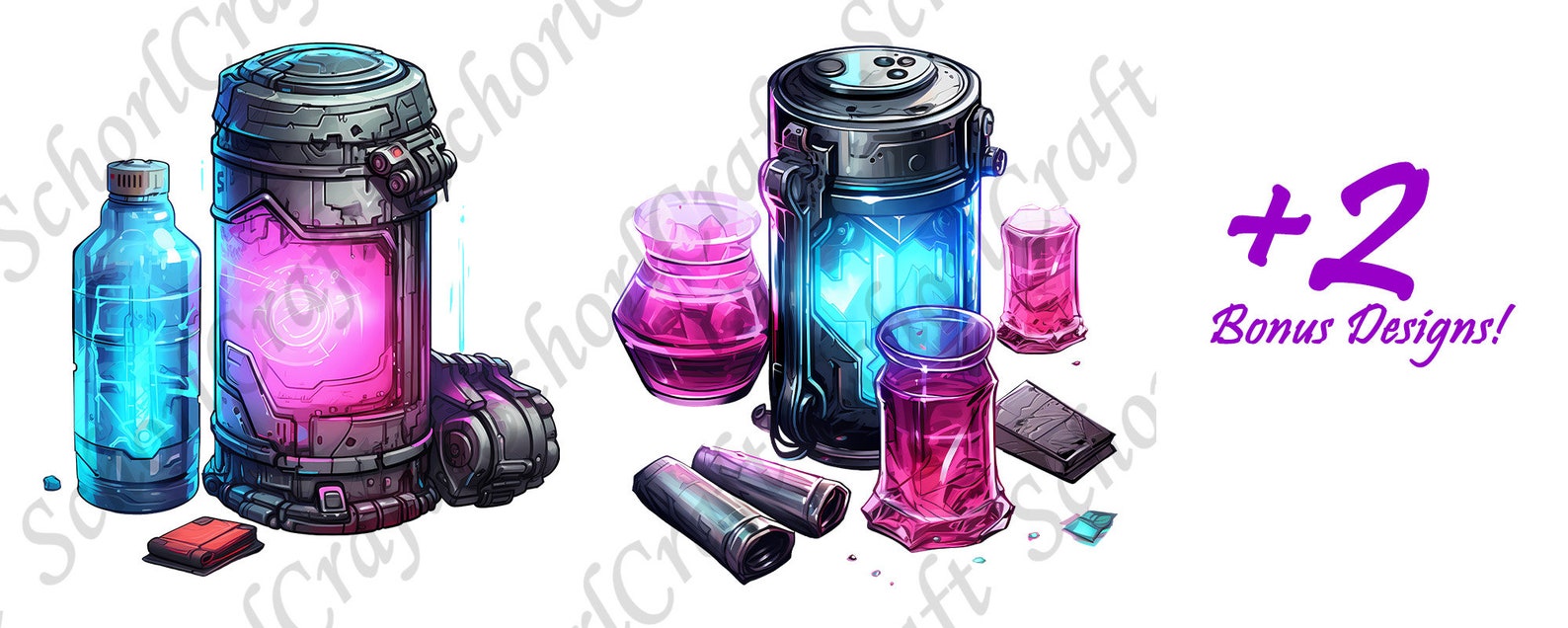 Cyberpunk Potions & Power-ups Digital Clipart Instant Download Bundle ...
