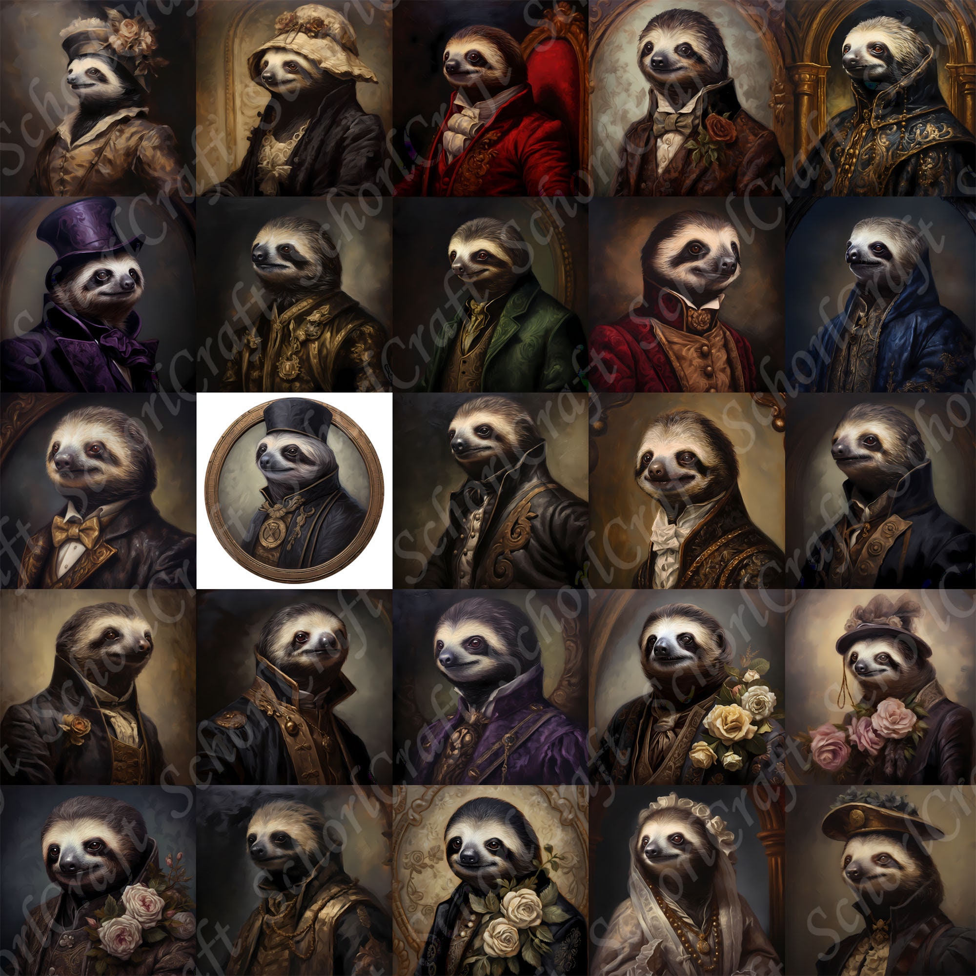 Gothic Victorian Sloth Portrait Digital Art Instant Download Bundle ...