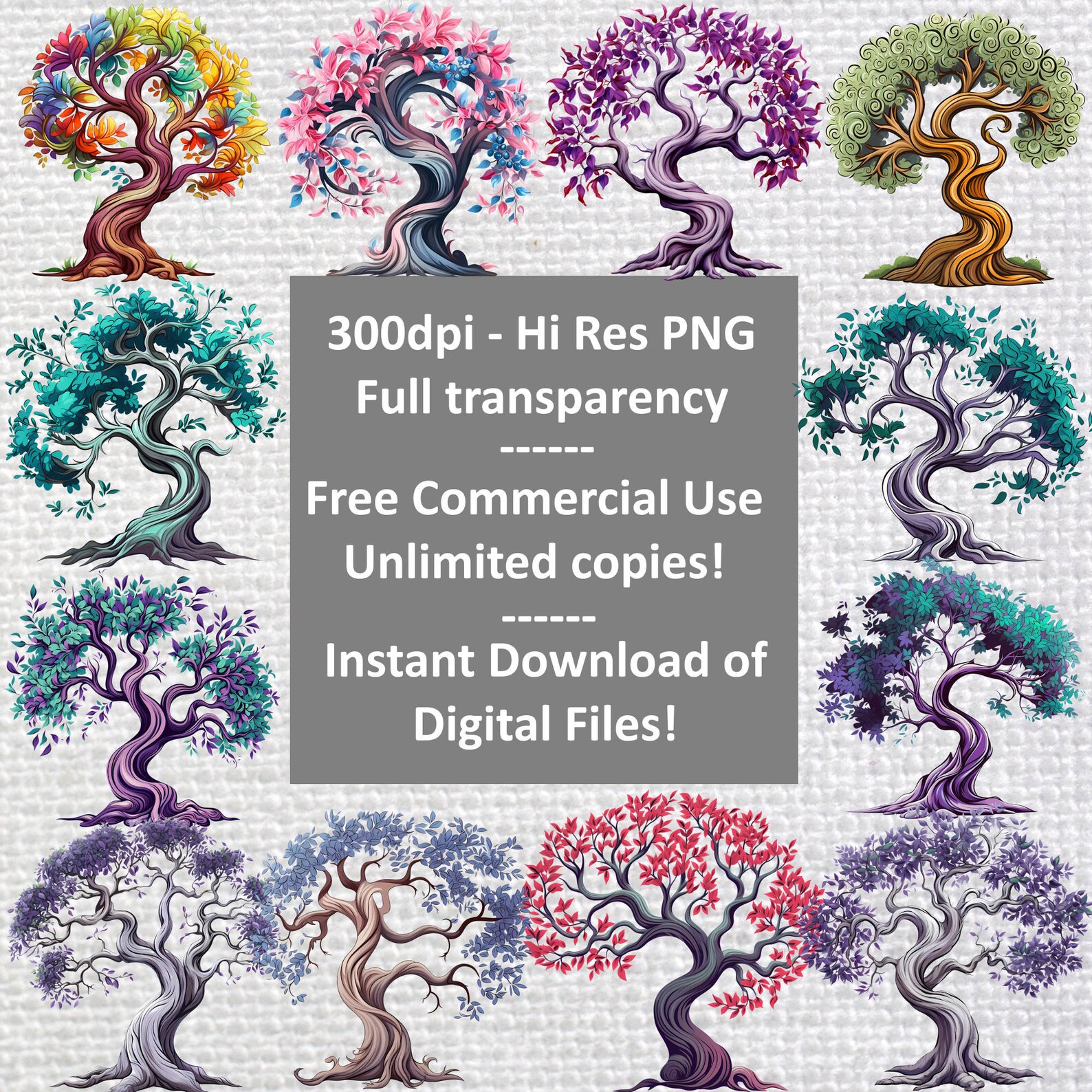 Fantasy Tree Digital Clipart Instant Download Bundle Transparent ...