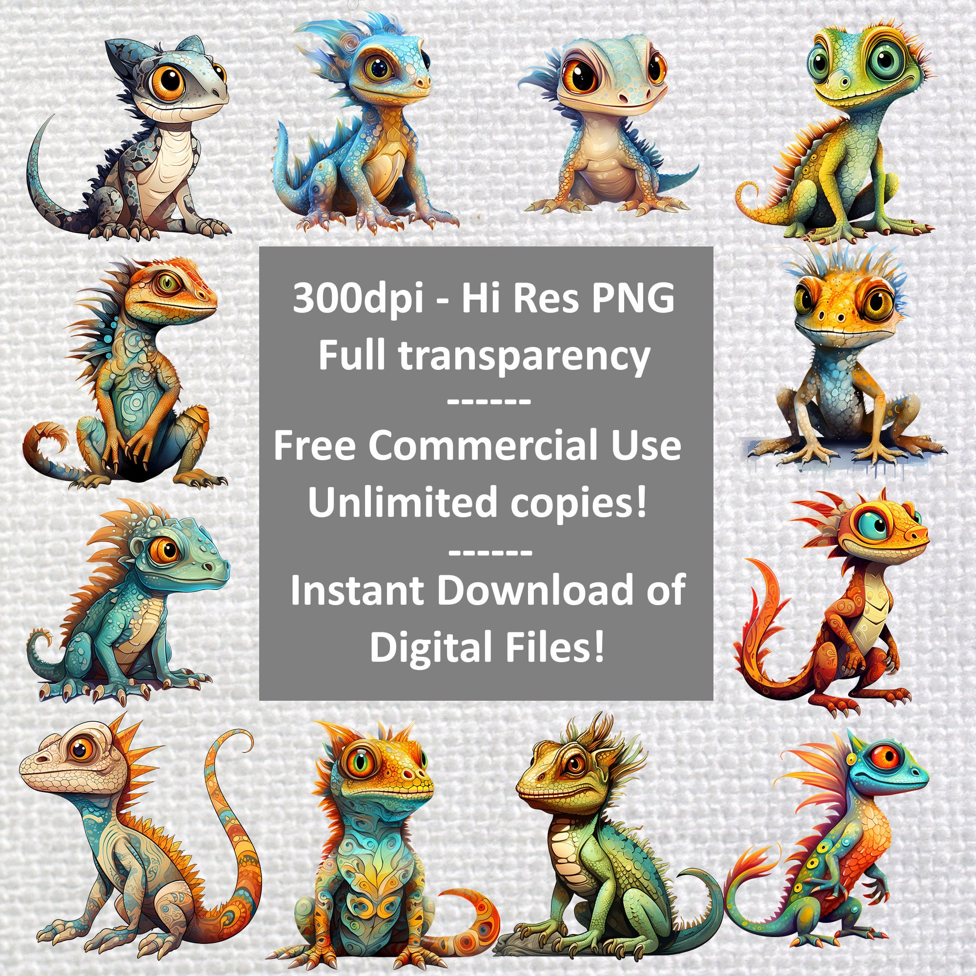 Fantasy Lizard Digital Clipart Instant Download Bundle Transparent ...