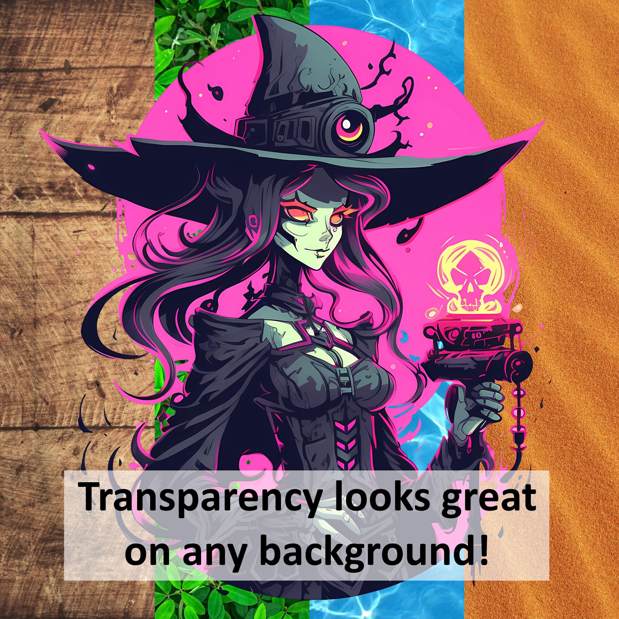 Cyberpunk Witch Digital Clipart Instant Download Bundle Transparent ...