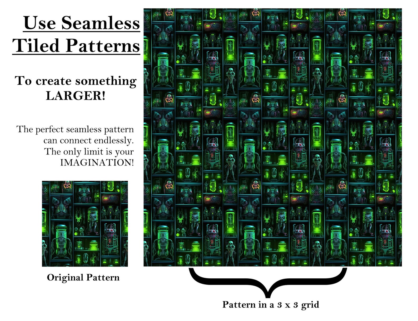 Cyberpunk Cabinet of Curiosity Pattern Bundle Digital Papers Printable ...
