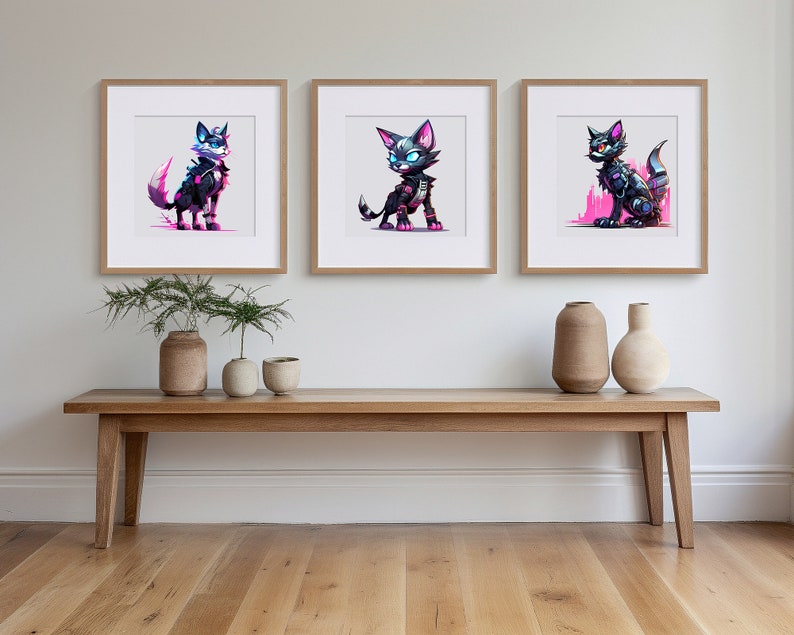 Cyberpunk Cyborg Cat Digital Clipart Instant Download Bundle ...