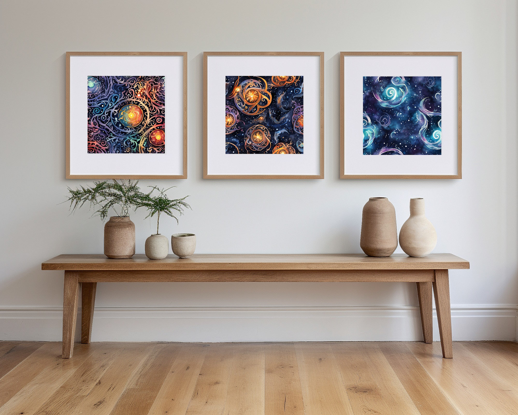 Swirling Magic & Runes Watercolor Seamless Pattern Bundle Digital ...