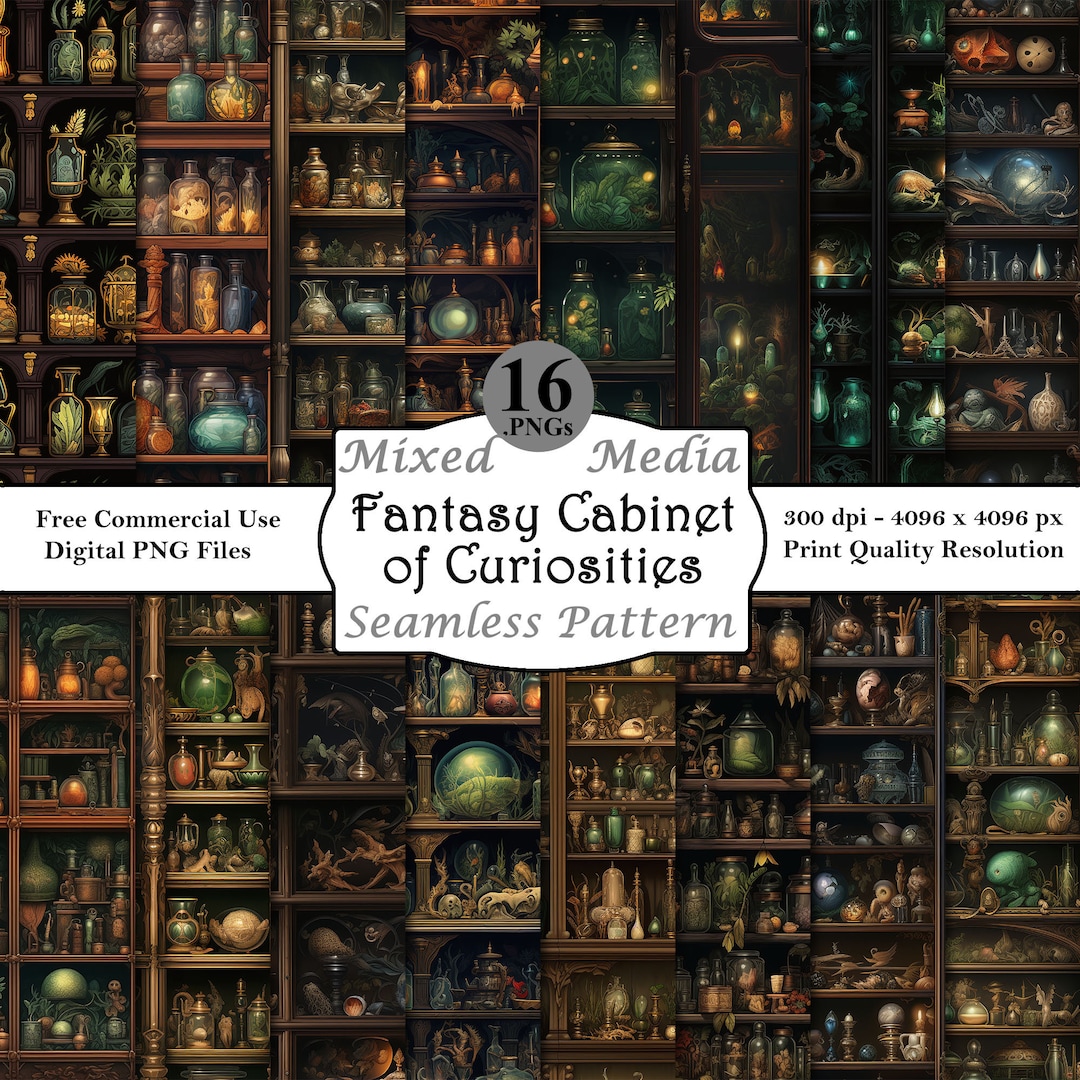 Fantasy Cabinet of Curiosity Pattern Bundle Digital Papers Printable ...