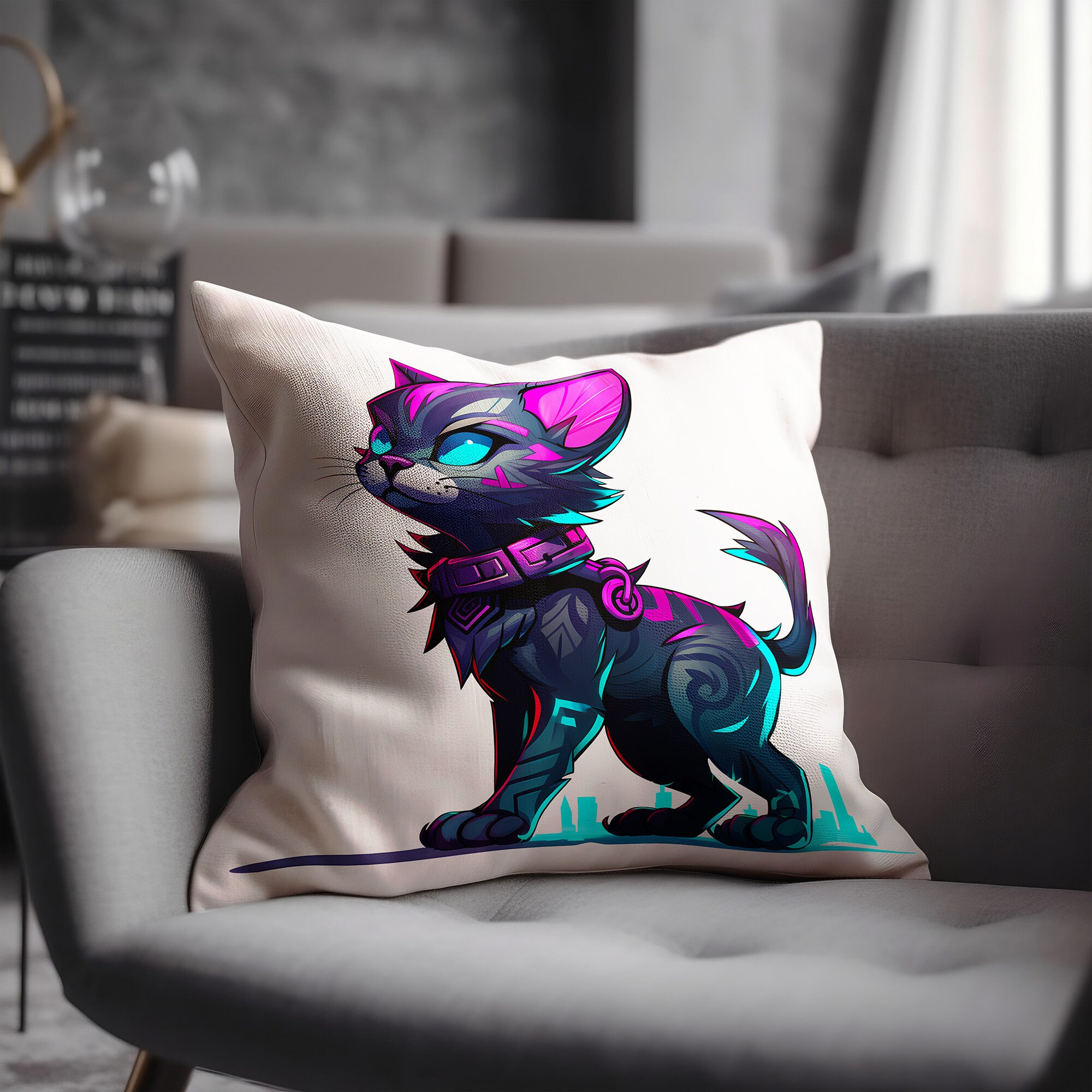 Cyberpunk Cyborg Cat Digital Clipart Instant Download Bundle ...