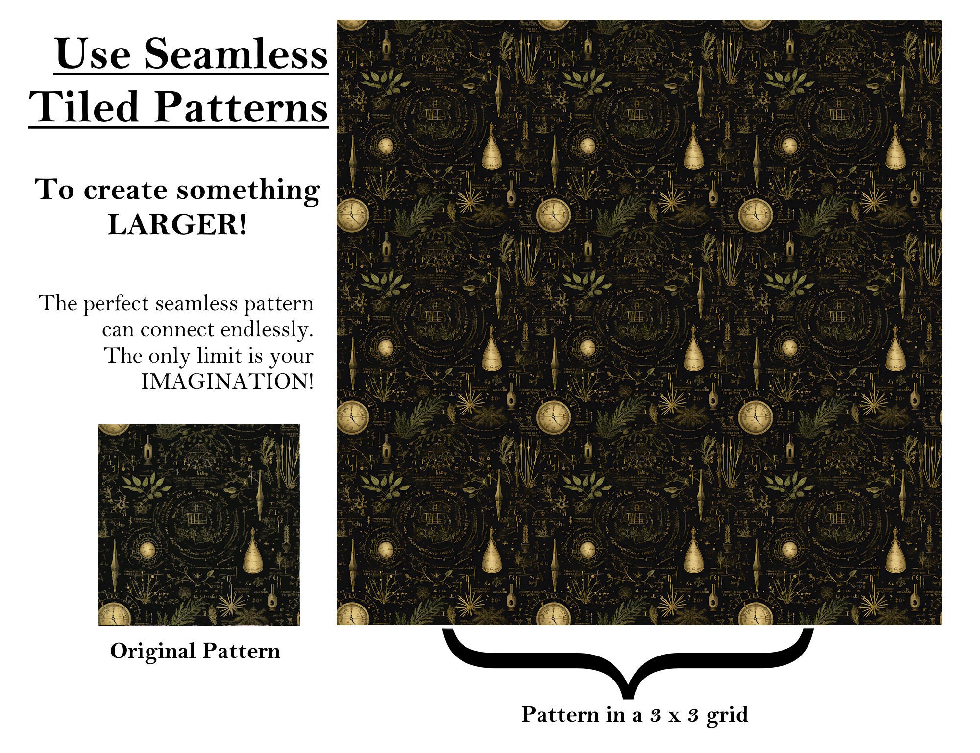 Dark Magic Scrolls and Notes Seamless Pattern Bundle Digital Papers ...