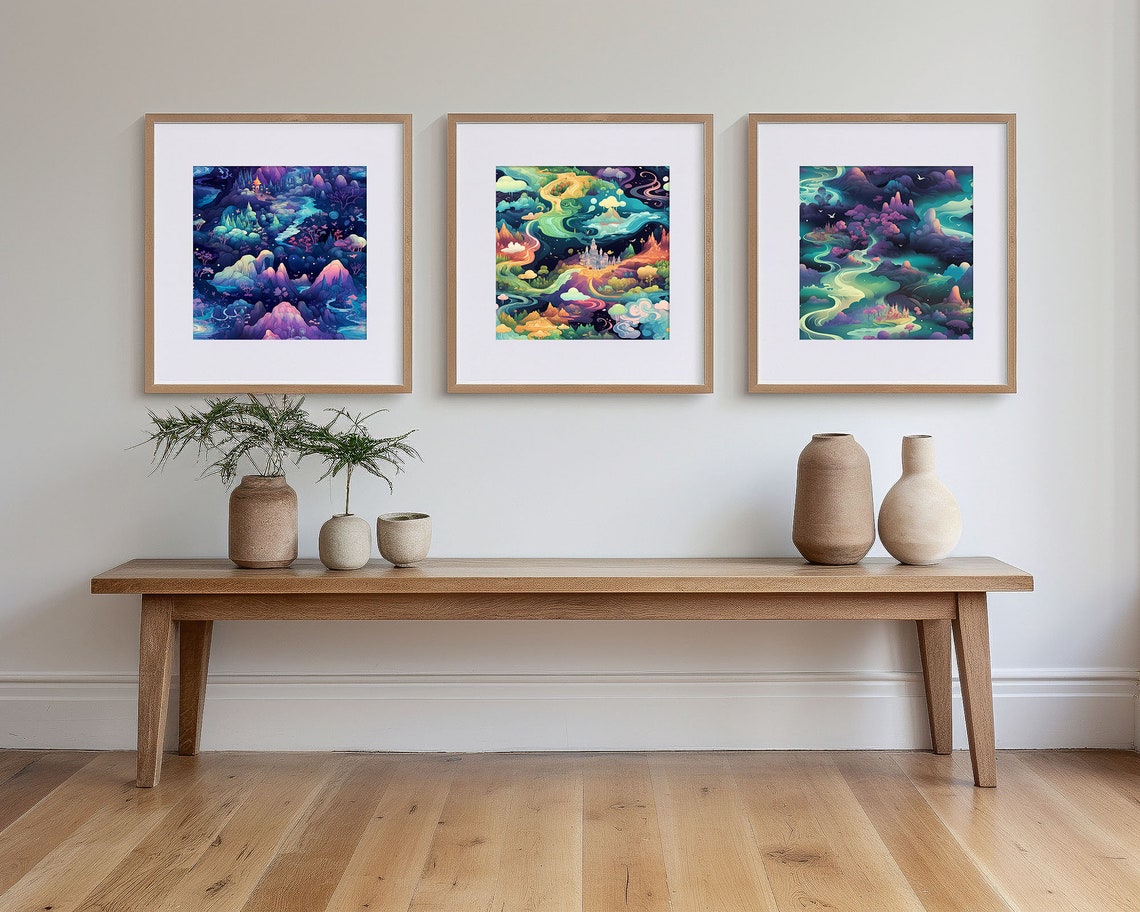 Dreamscape Fantasy Map Seamless Pattern Bundle Digital Papers Printable ...