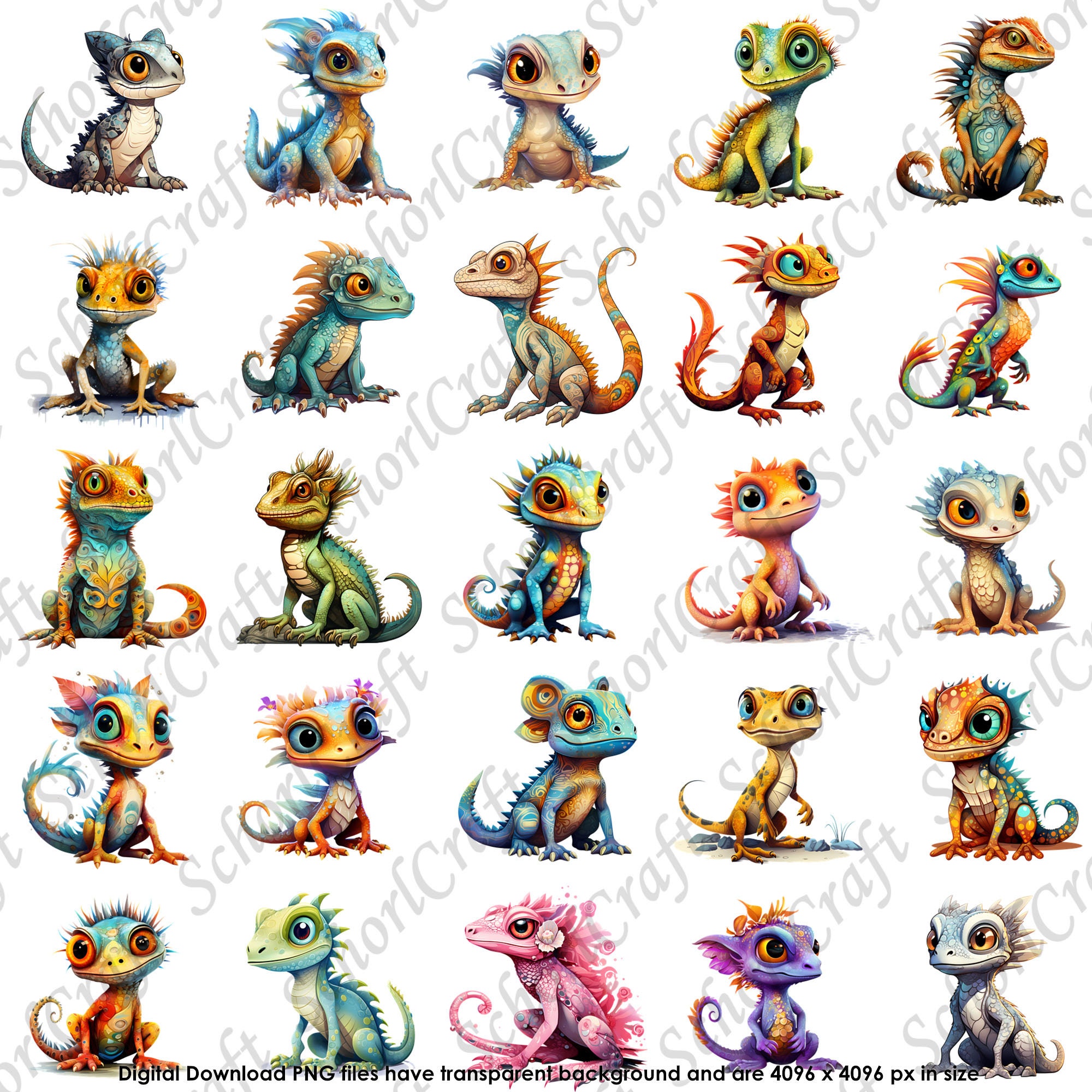 Fantasy Lizard Digital Clipart Instant Download Bundle Transparent ...