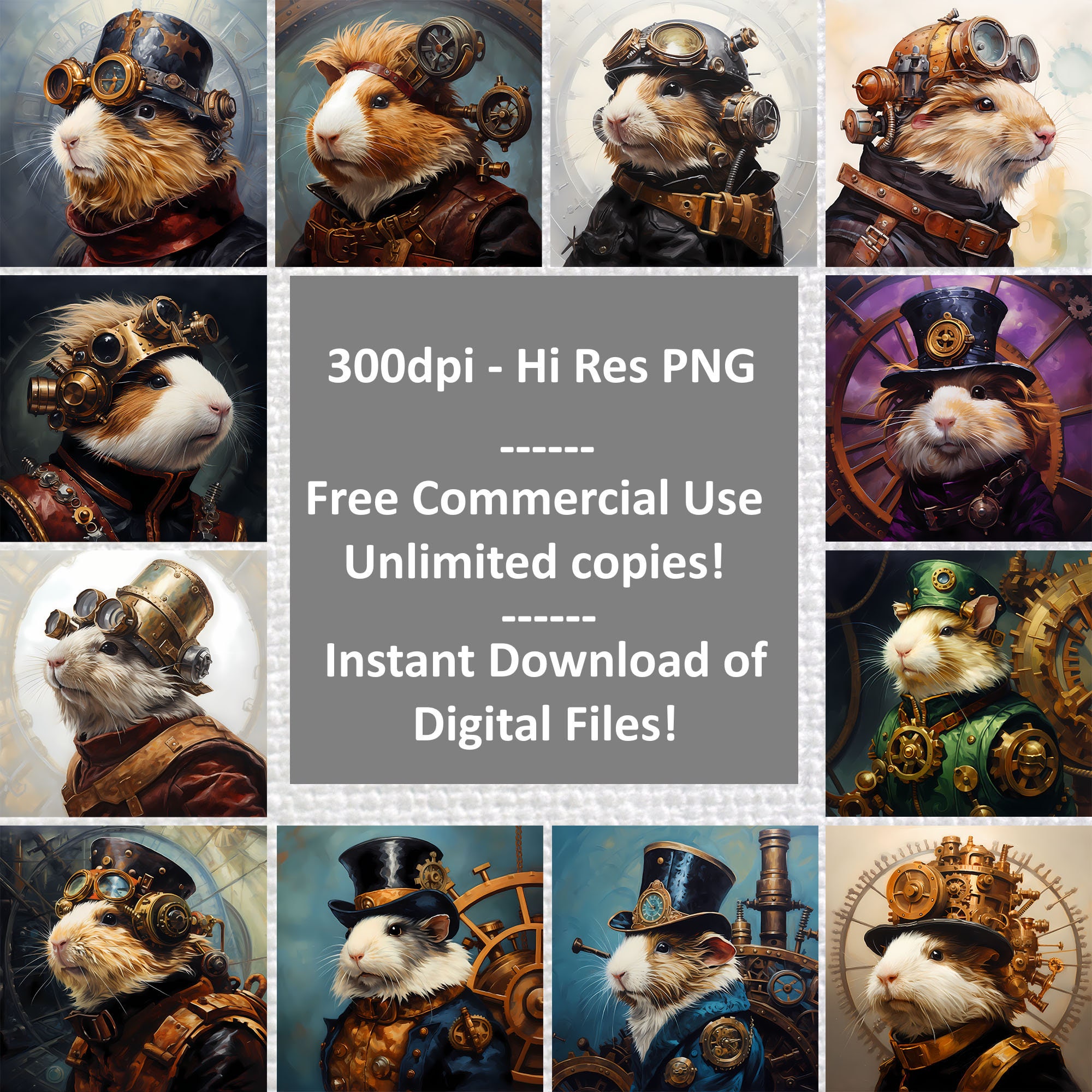 Steampunk Guinea Pig Digital Art Instant Download Bundle High ...