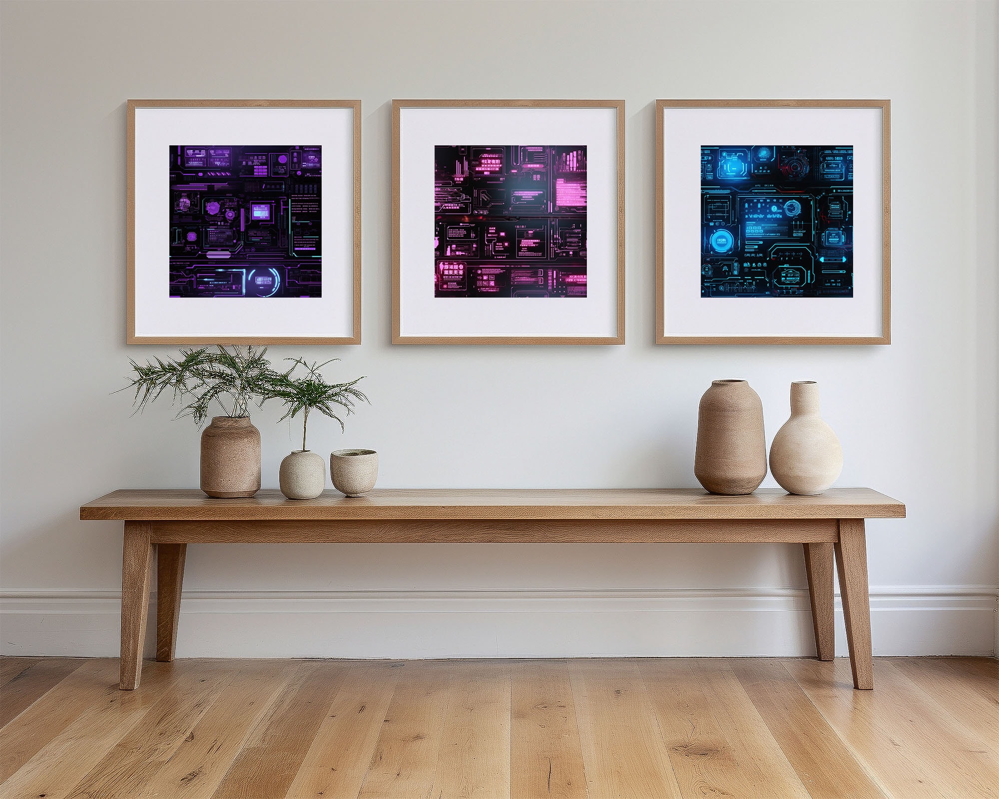 Cyberpunk Interface Panels Seamless Pattern Bundle Digital Papers ...