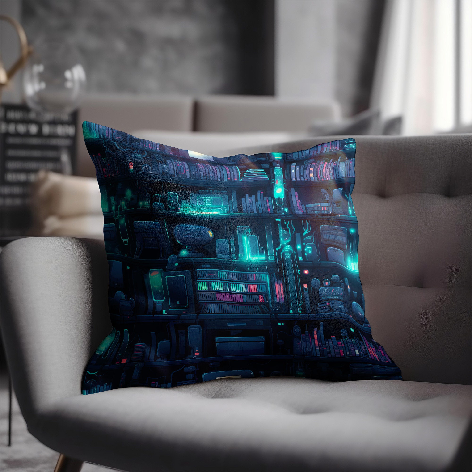 Cyberpunk Bookshelves Seamless Pattern Bundle Digital Papers Printable ...