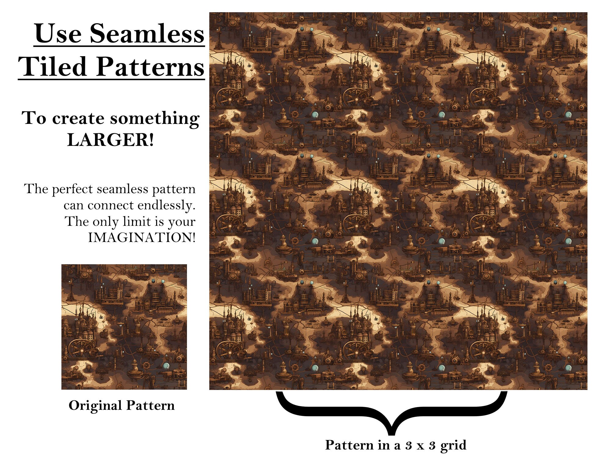 Steampunk Map Seamless Pattern Bundle Digital Papers Printable Instant ...