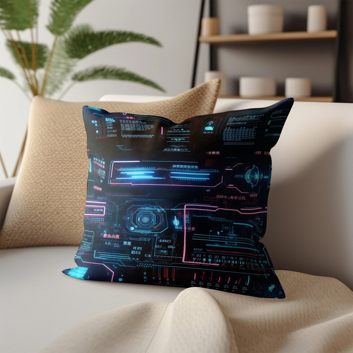 Cyberpunk Interface Panels Seamless Pattern Bundle Digital Papers ...