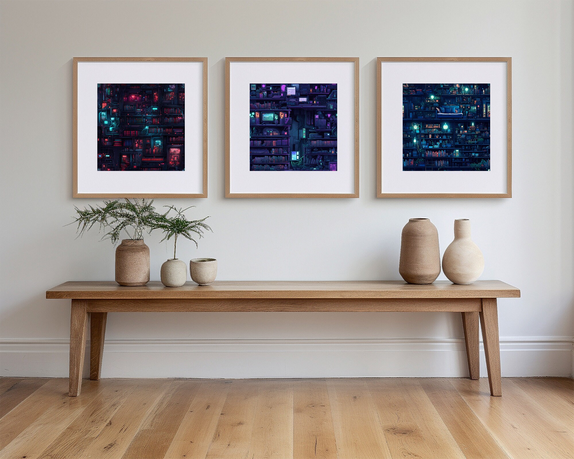 Cyberpunk Bookshelves Seamless Pattern Bundle Digital Papers Printable ...