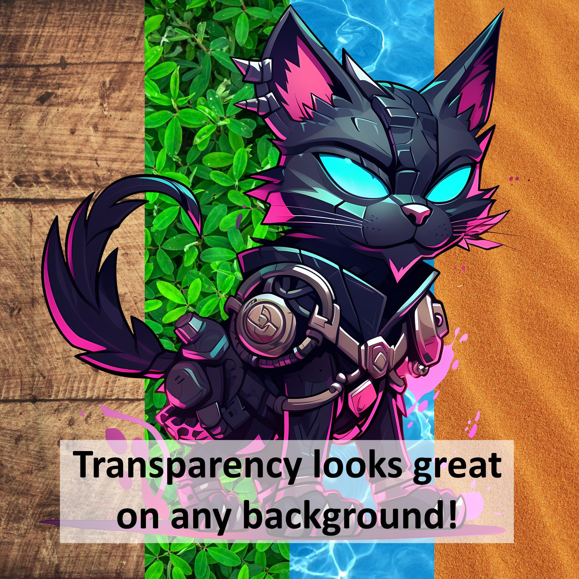 Cyberpunk Cyborg Cat Digital Clipart Instant Download Bundle ...