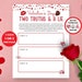 Valentine's Day Two Truths & A Lie Ice Breaker Game, Printable ...