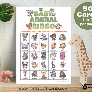 Cute Baby Zoo Animal Bingo Game, 50 Unique Bingo Cards for Kids, Fun ...