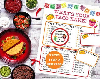 Whats Your Taco Name Printable, Instant Download, PDF - Etsy