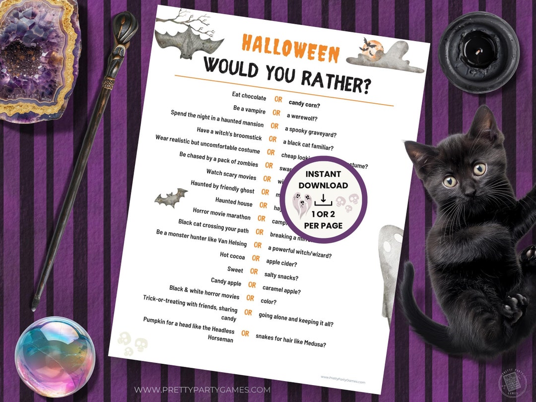 Halloween Would You Rather Questions for Teens & Adults, Printable ...