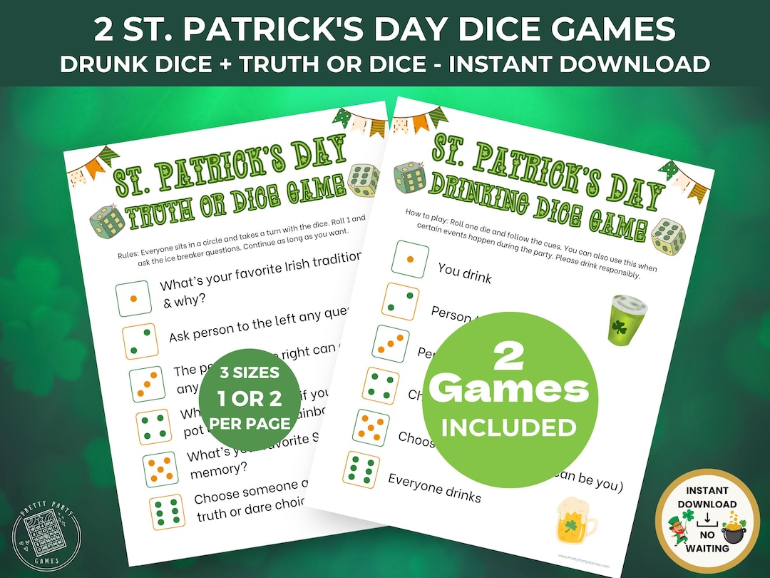 2 Icebreaker Dice Games, St. Patrick's Day Party, Roll A Dice Game ...