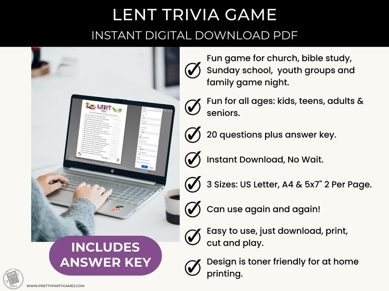Lent Trivia Game for Kids or Adults, Catholic Lenten Party Games for ...