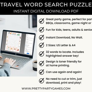 Travel Word Search Puzzle and Solution, Travel Games for Adults & Kids ...