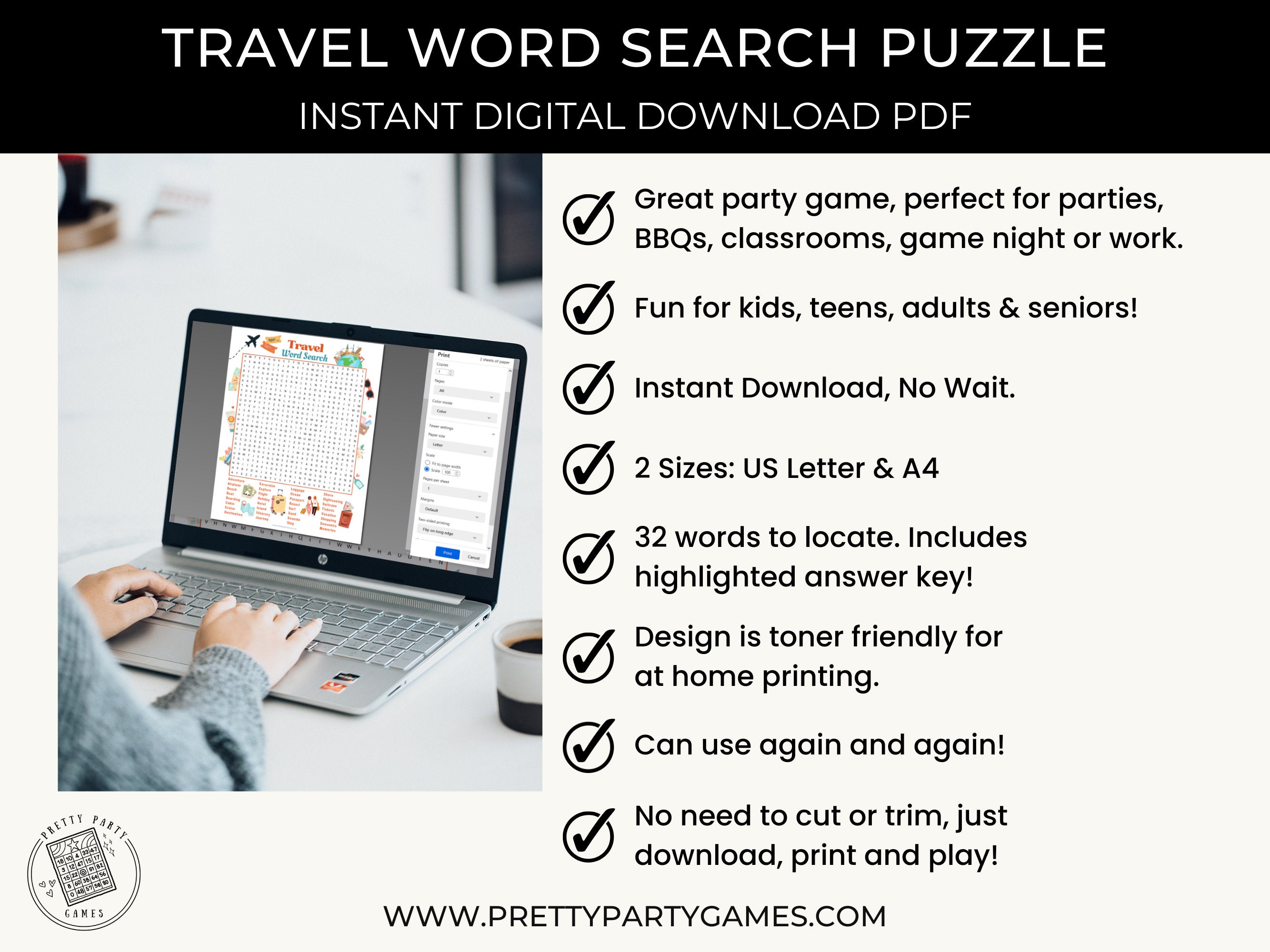 Travel Word Search Puzzle and Solution, Travel Games for Adults & Kids ...