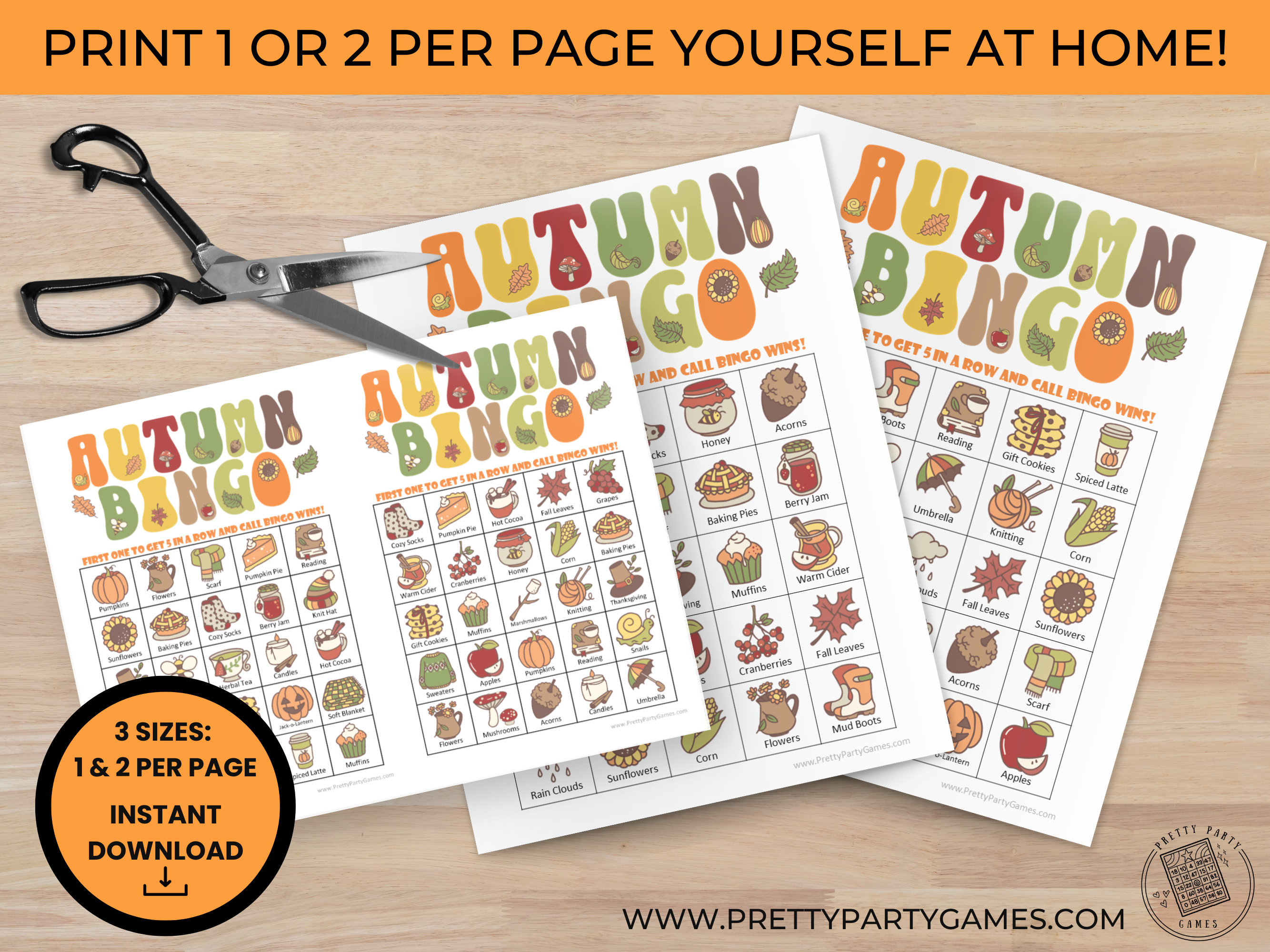 50 Printable Autumn Bingo Cards, Unique Fall Bingo Cards for Kids ...