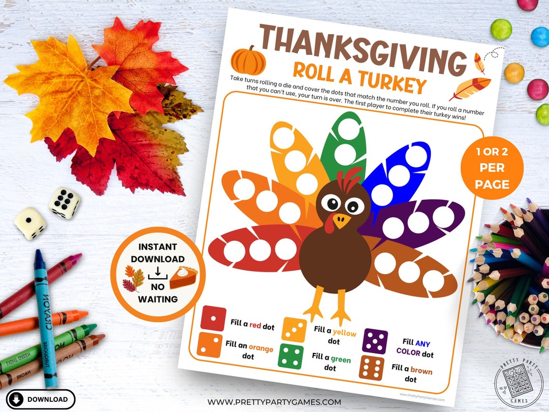 Thanksgiving Roll A Turkey Dice Game, Thanksgiving Candy Dice Games for ...