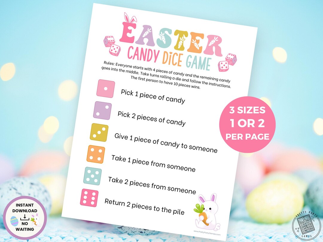 Easter Candy Dice Game, Printable Easter Party Games, Fun Easter Games ...