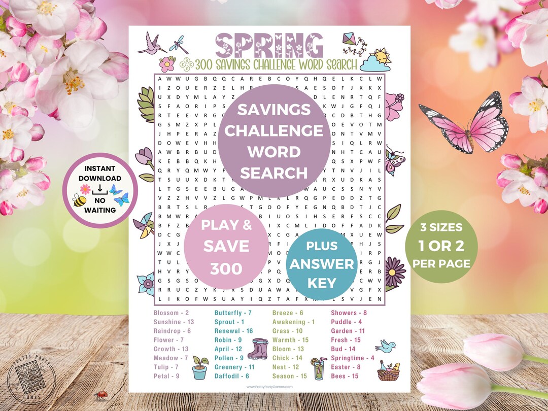 Spring Word Search Savings Challenge, Printable Word Search Puzzle, Fun ...
