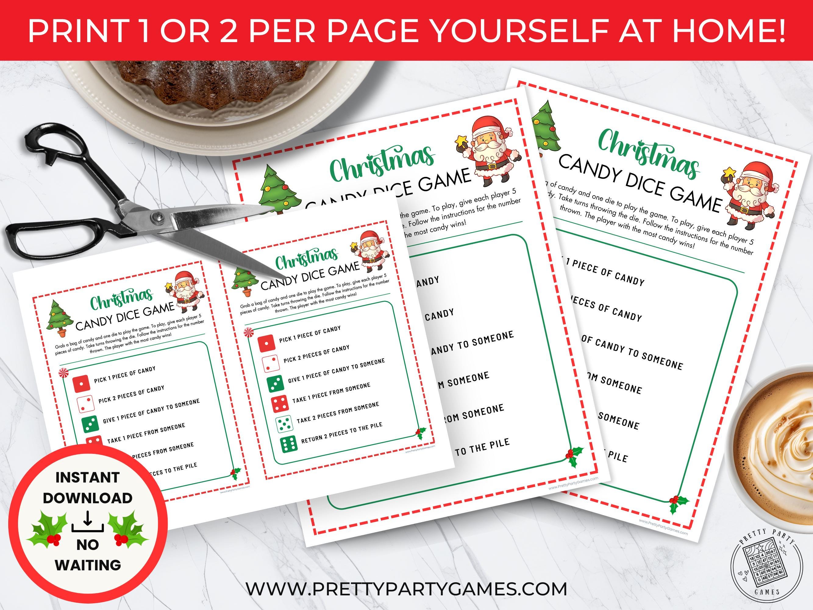 Christmas Candy Dice Game Printable, Roll the Dice Christmas Game for ...