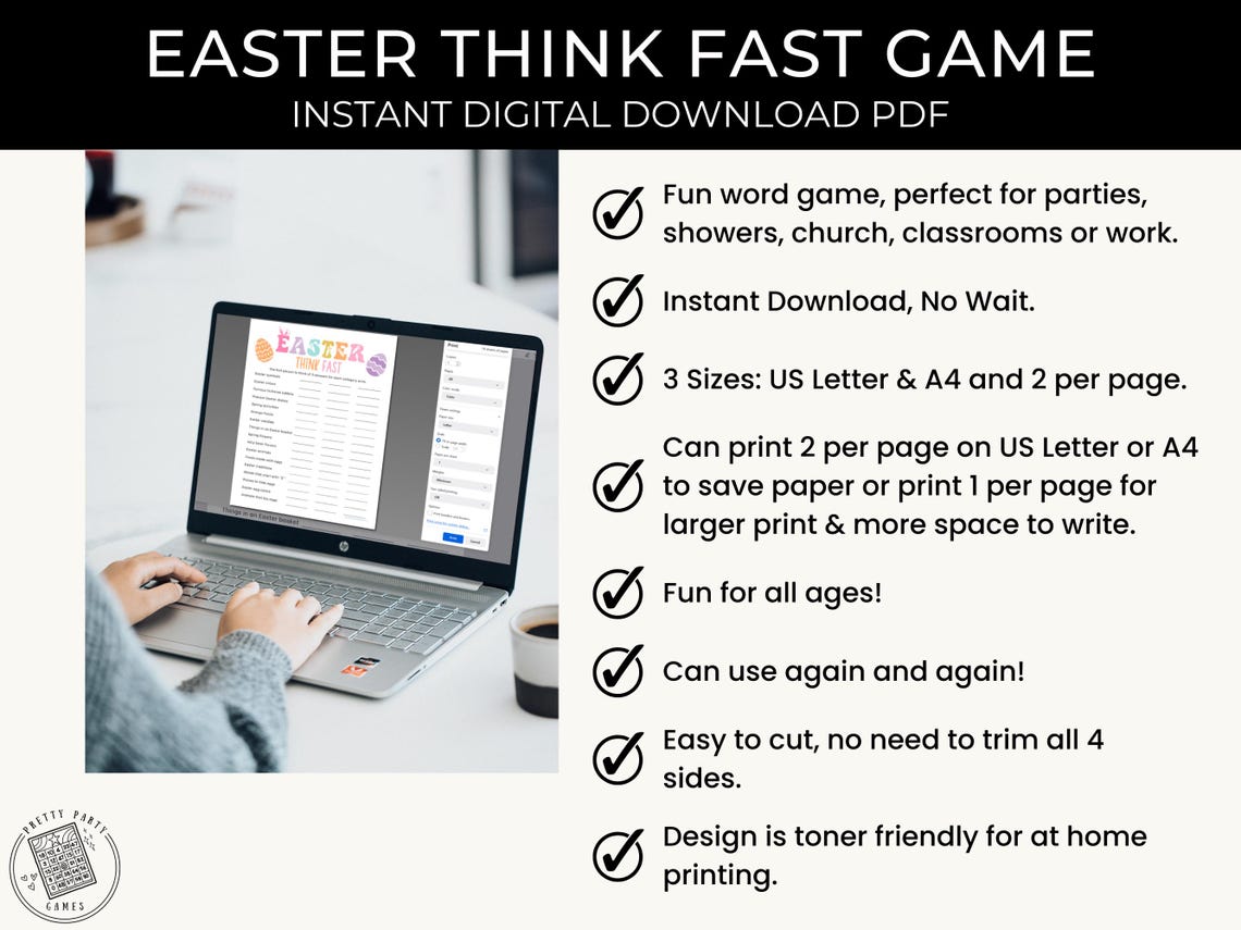 Easter Think Fast Game, Printable Easter Party Games, Easter Games for ...