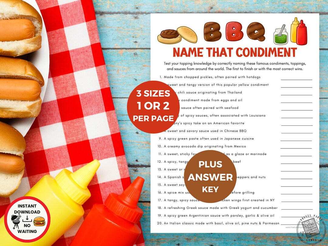 Name That Condiment Food Trivia Game, Backyard BBQ Games for Groups ...
