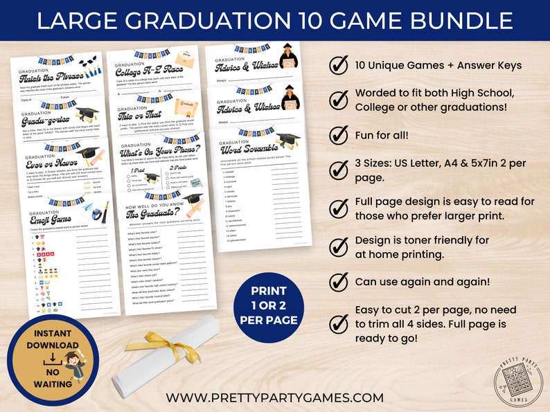Graduation Game Bundle, 2024 Graduation Party Games, Printable ...
