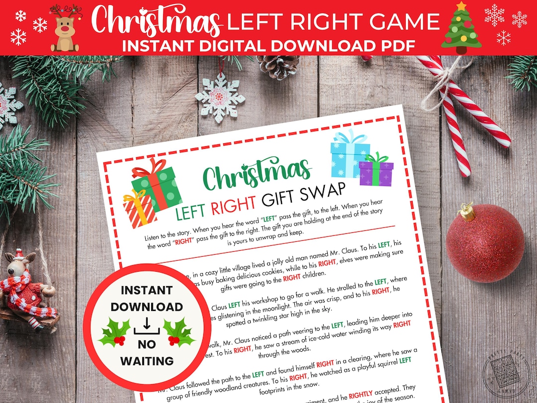 Printable Left Right Christmas Party Game, Fun Office Gift Exchange ...